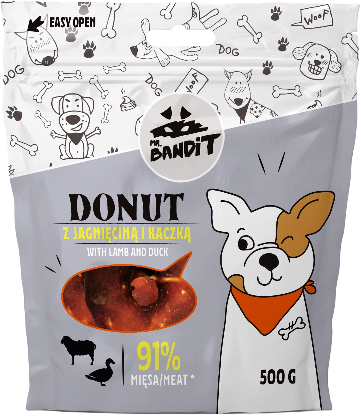 Mr.Bandit DONUT z jagnięciną i kaczką 500g | Kiwi Zoo