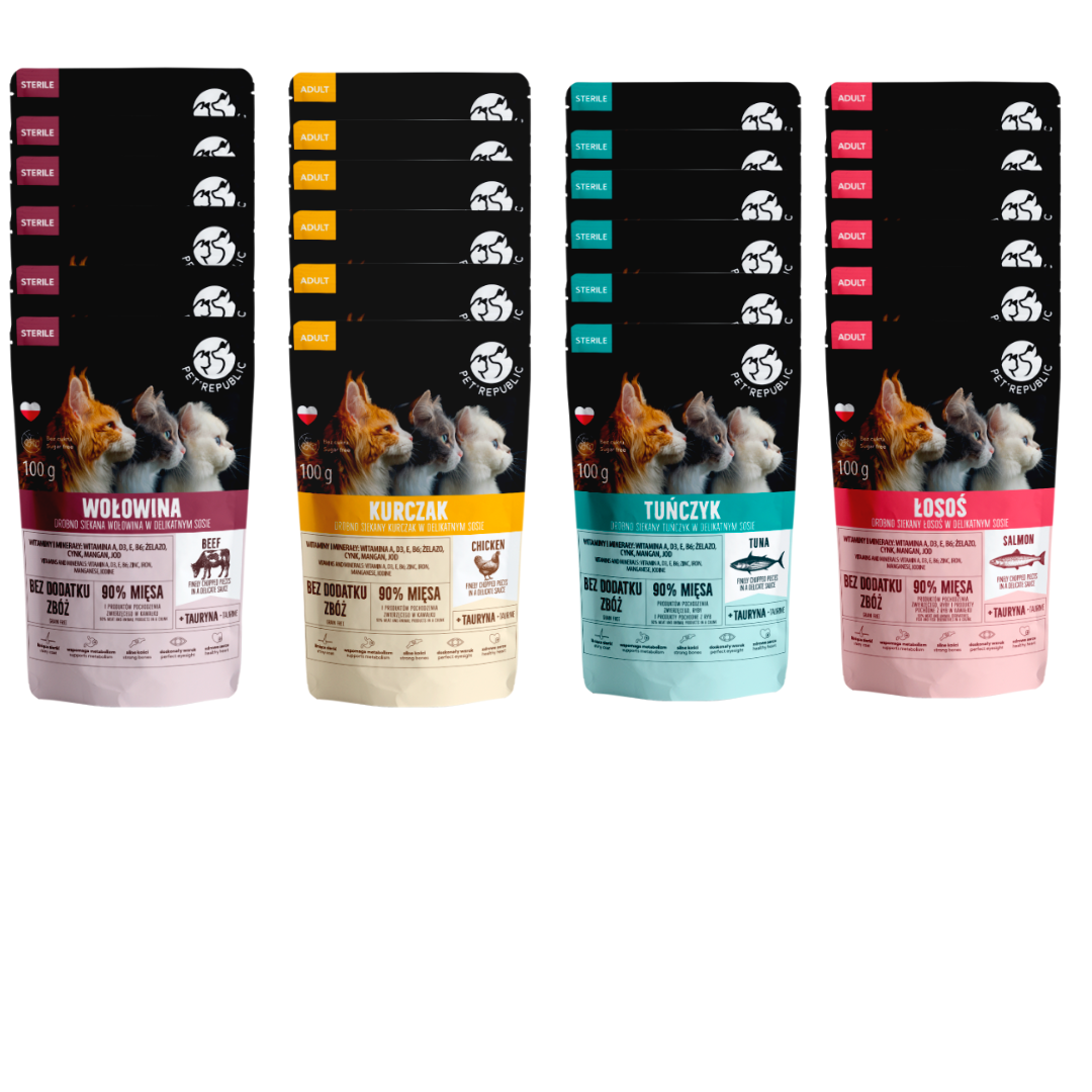 ZESTAW Pet Republic 24X100g MIX smaków dla kota | Kiwi Zoo